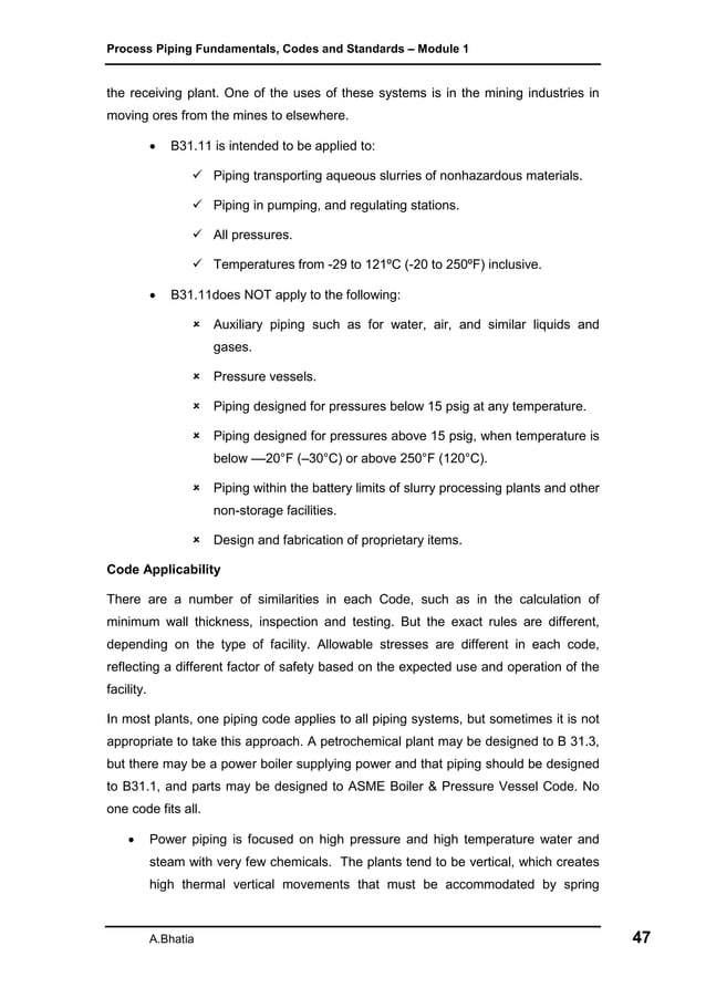 Process piping fundamentals, codes and standards module 1 | PDF
