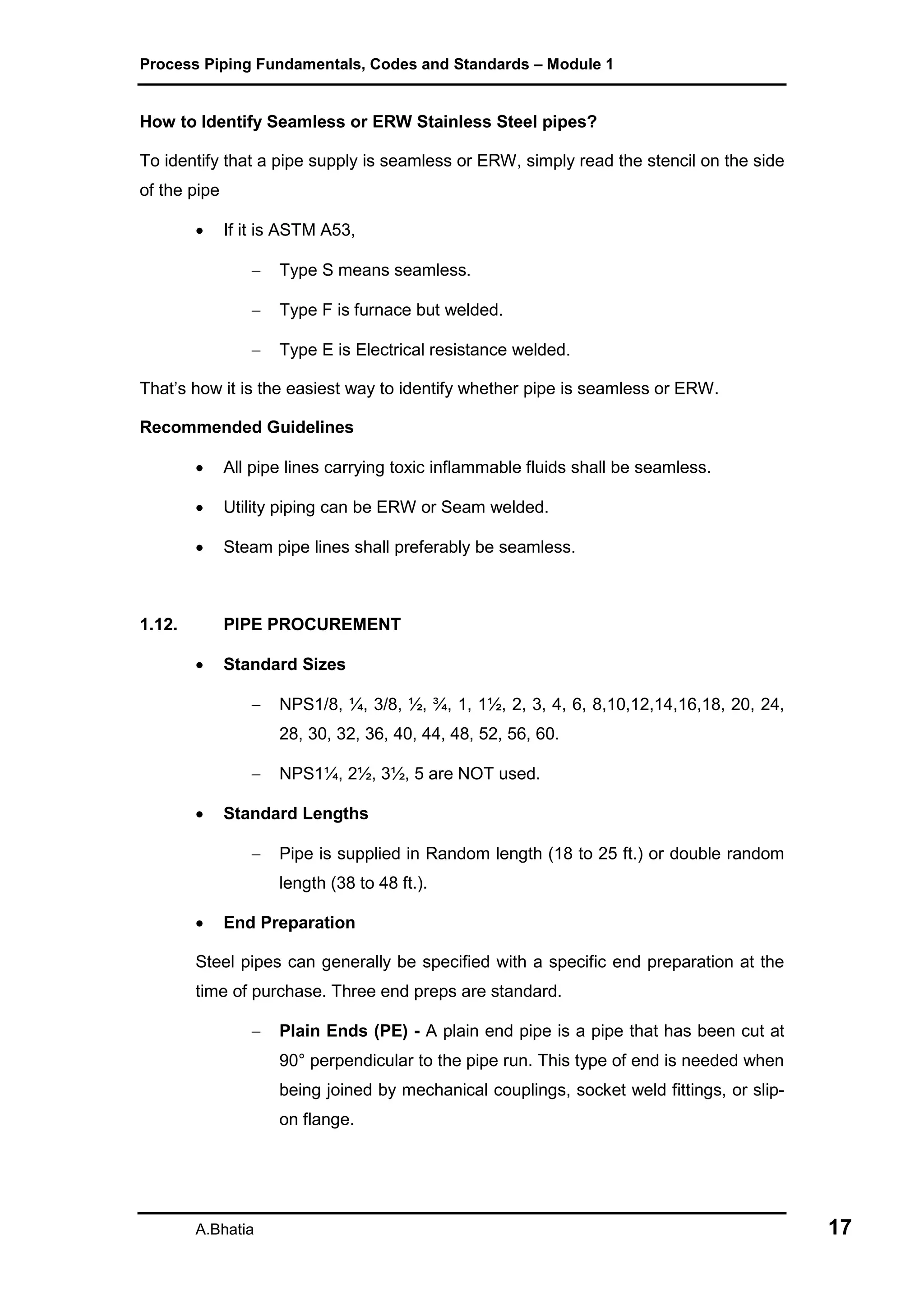 Process piping fundamentals, codes and standards module 1 | PDF