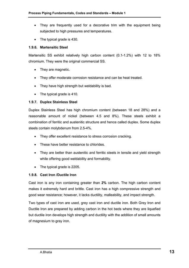 Process piping fundamentals, codes and standards module 1 | PDF