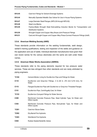 Process piping fundamentals, codes and standards module 1 | PDF