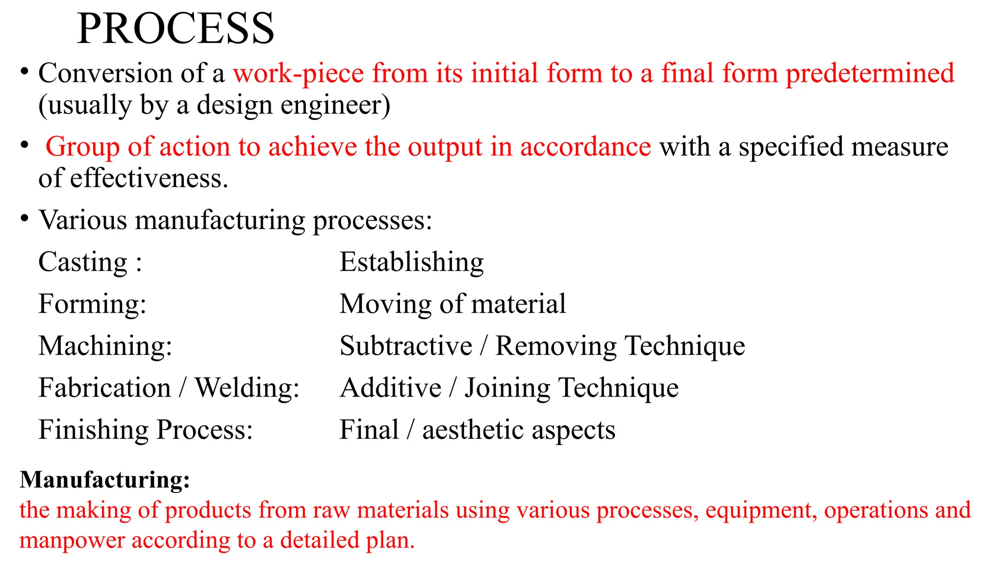 PROCESS PLANNING process parameter details | PPT