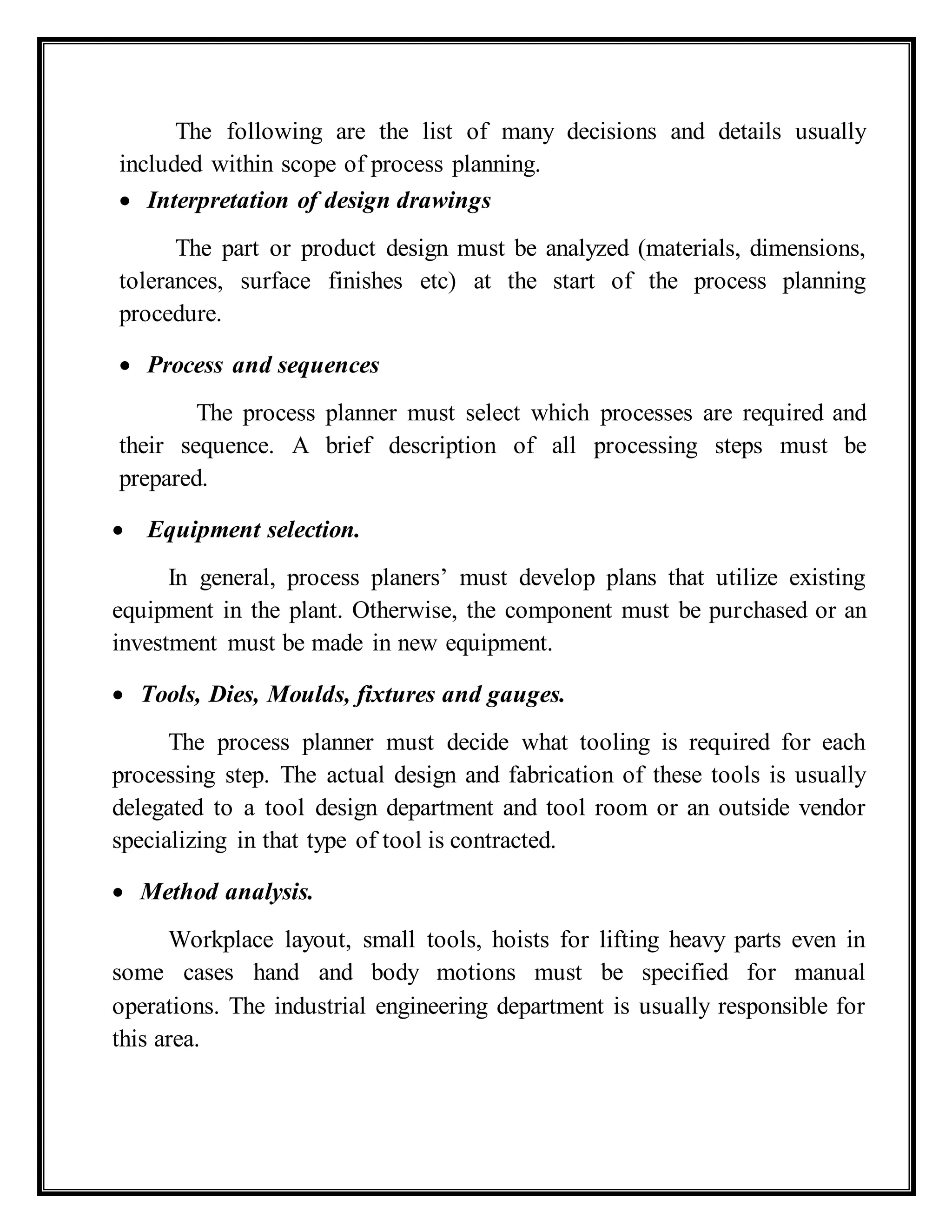 Process planning approaches | DOCX