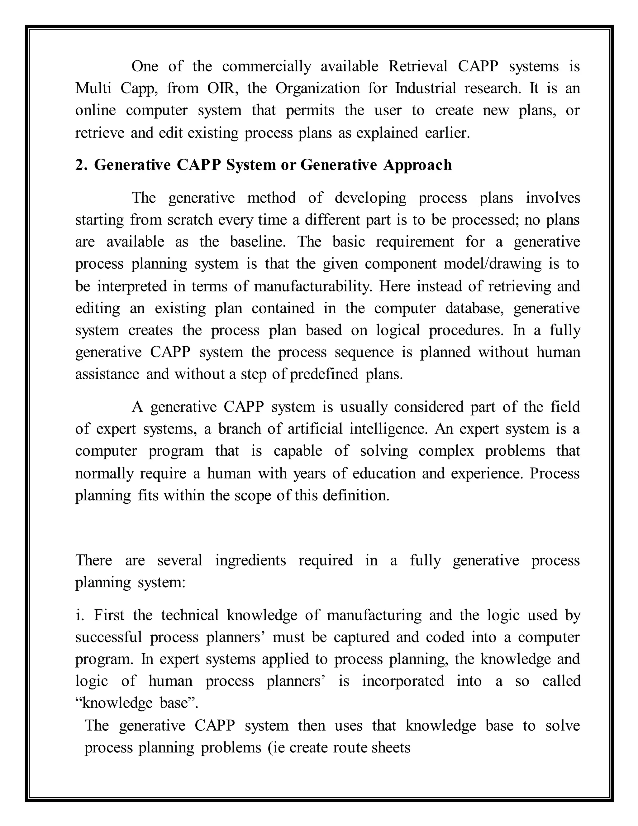 Process planning approaches | DOCX