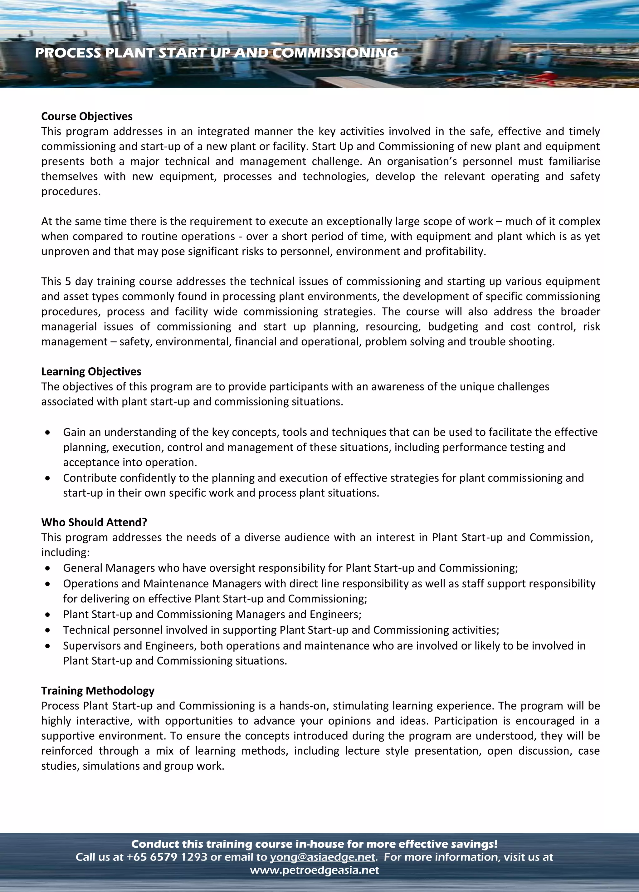 Process Plant Start Up and Commissioning | PDF