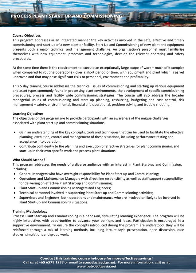 Process Plant Start Up and Commissioning | PDF