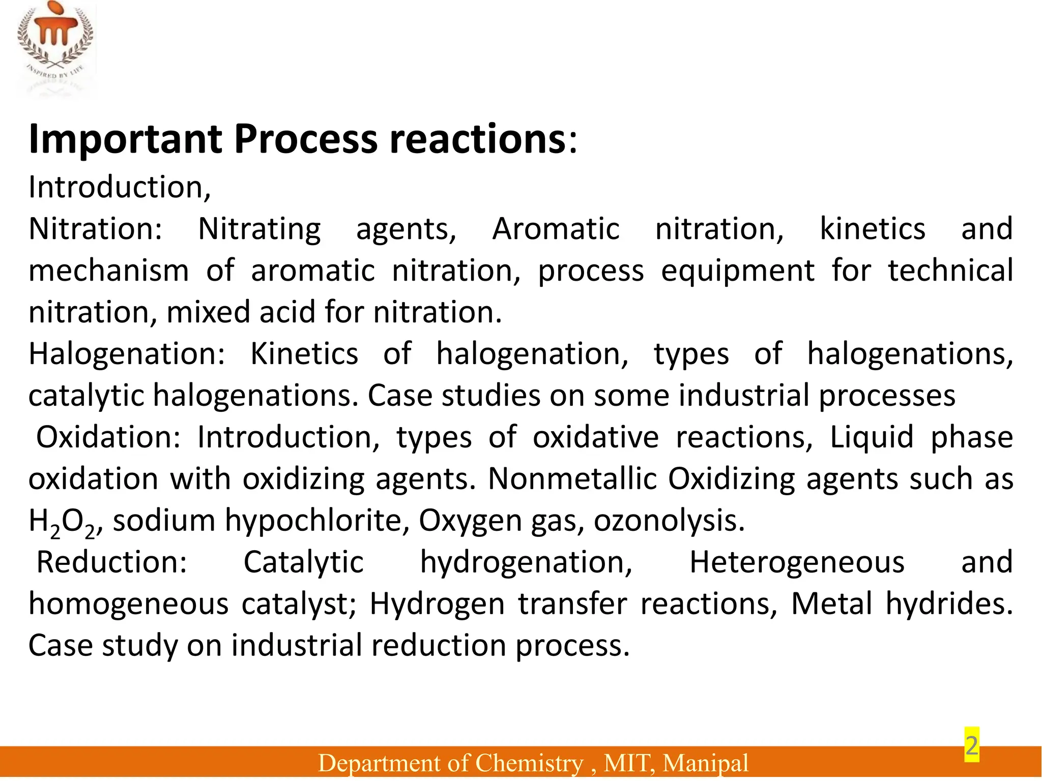 Important process reactions of industrial importance | PDF