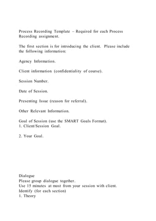 Process Recording Template – Required for each Process Recording a | PDF