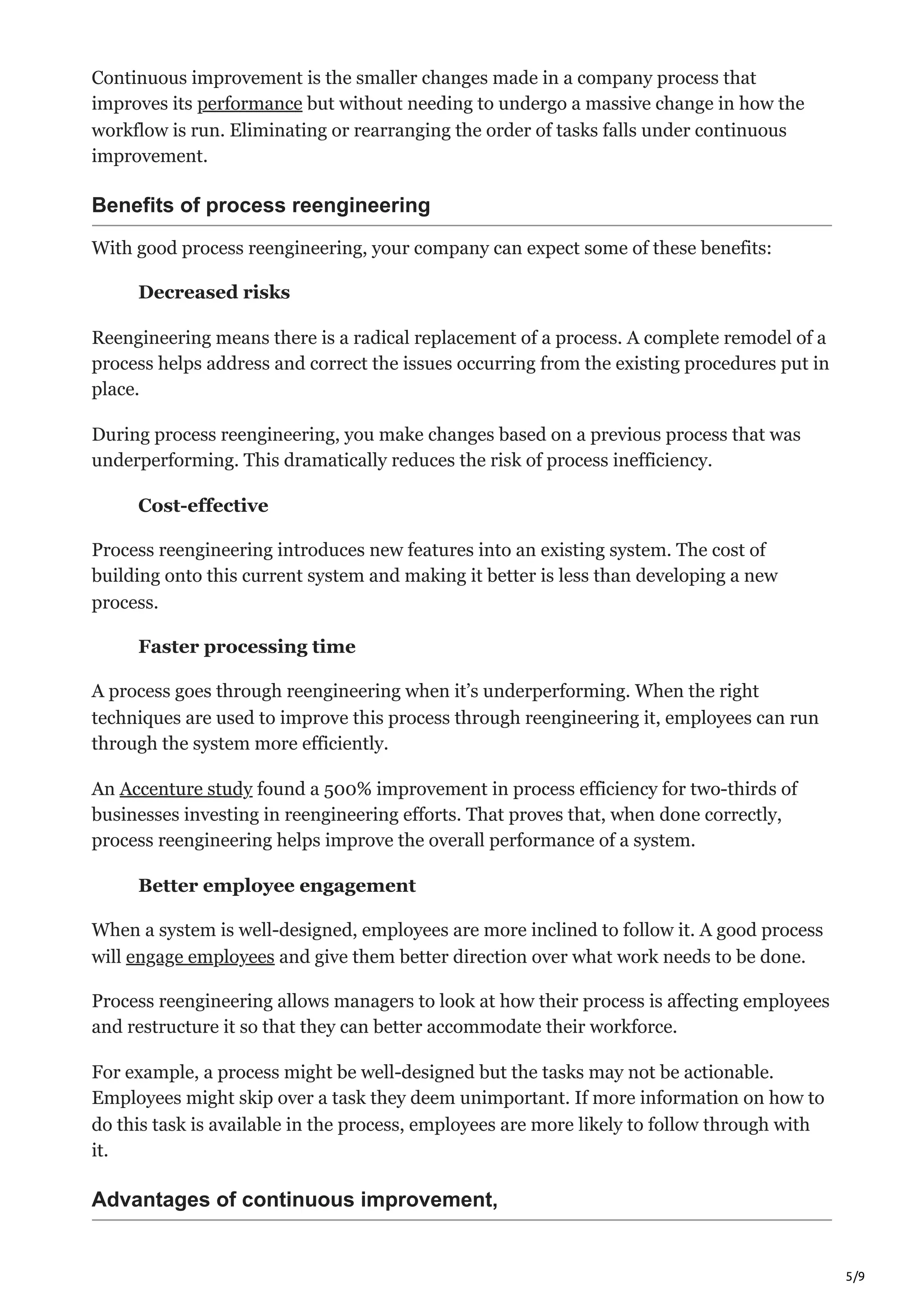 Process Reengineering vs Continuous Improvement: What’s the Right Choice for You? | PDF