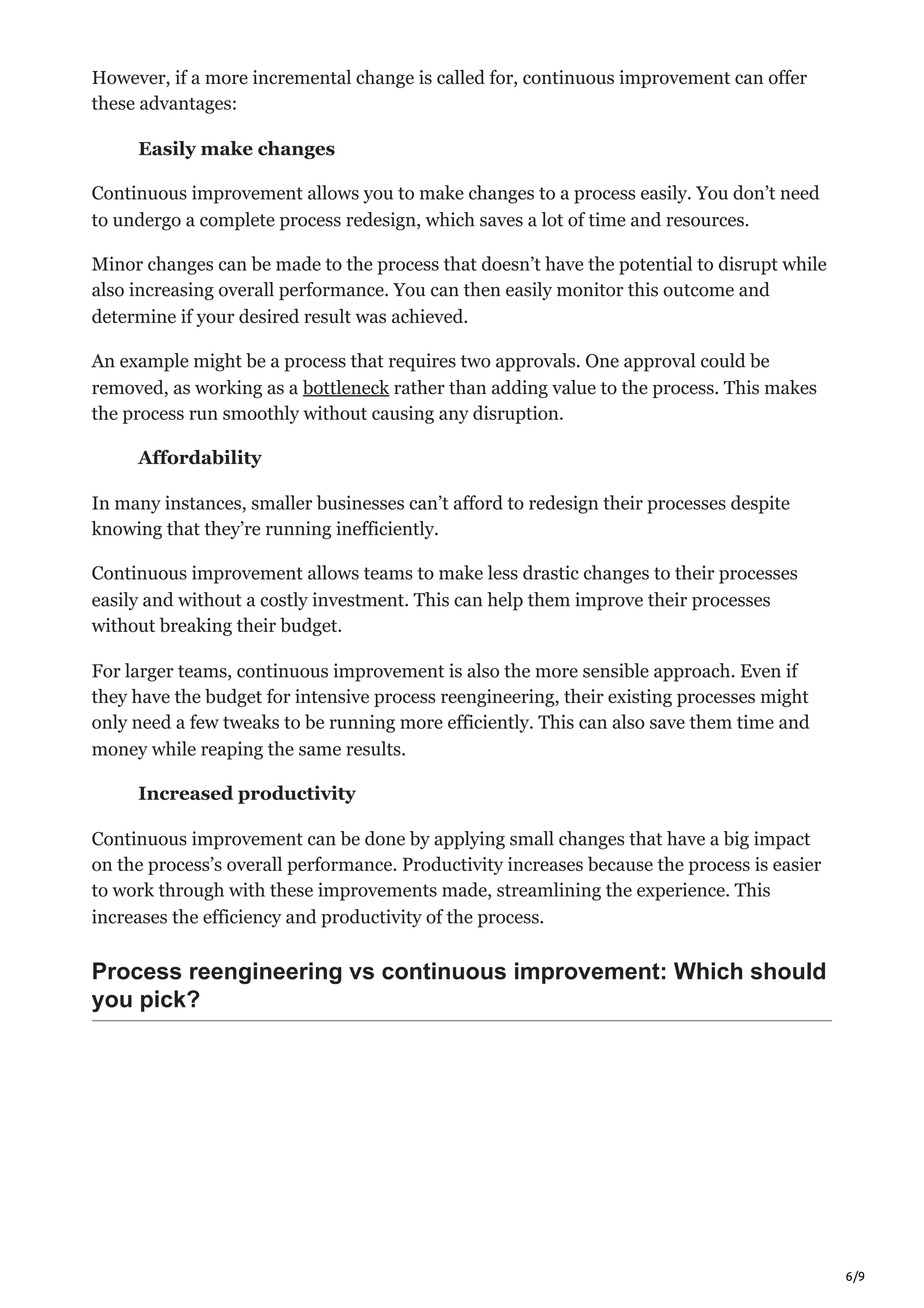 Process Reengineering vs Continuous Improvement: What’s the Right ...