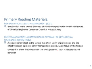 Process Safety Management in line American Institute of Chemical ...