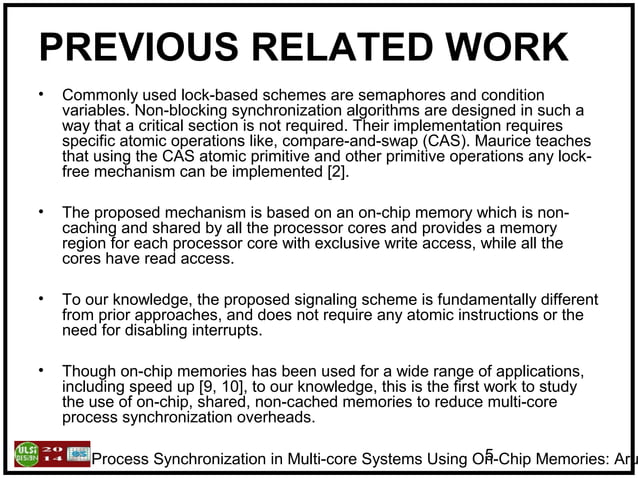 Process Synchronization In Multi Core Systems Using On Chip Memories Ppt