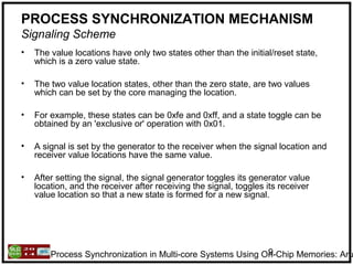 Process synchronization in multi core systems using on-chip memories ...