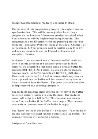Process Synchronization Producer-Consumer ProblemThe purpos.docx
