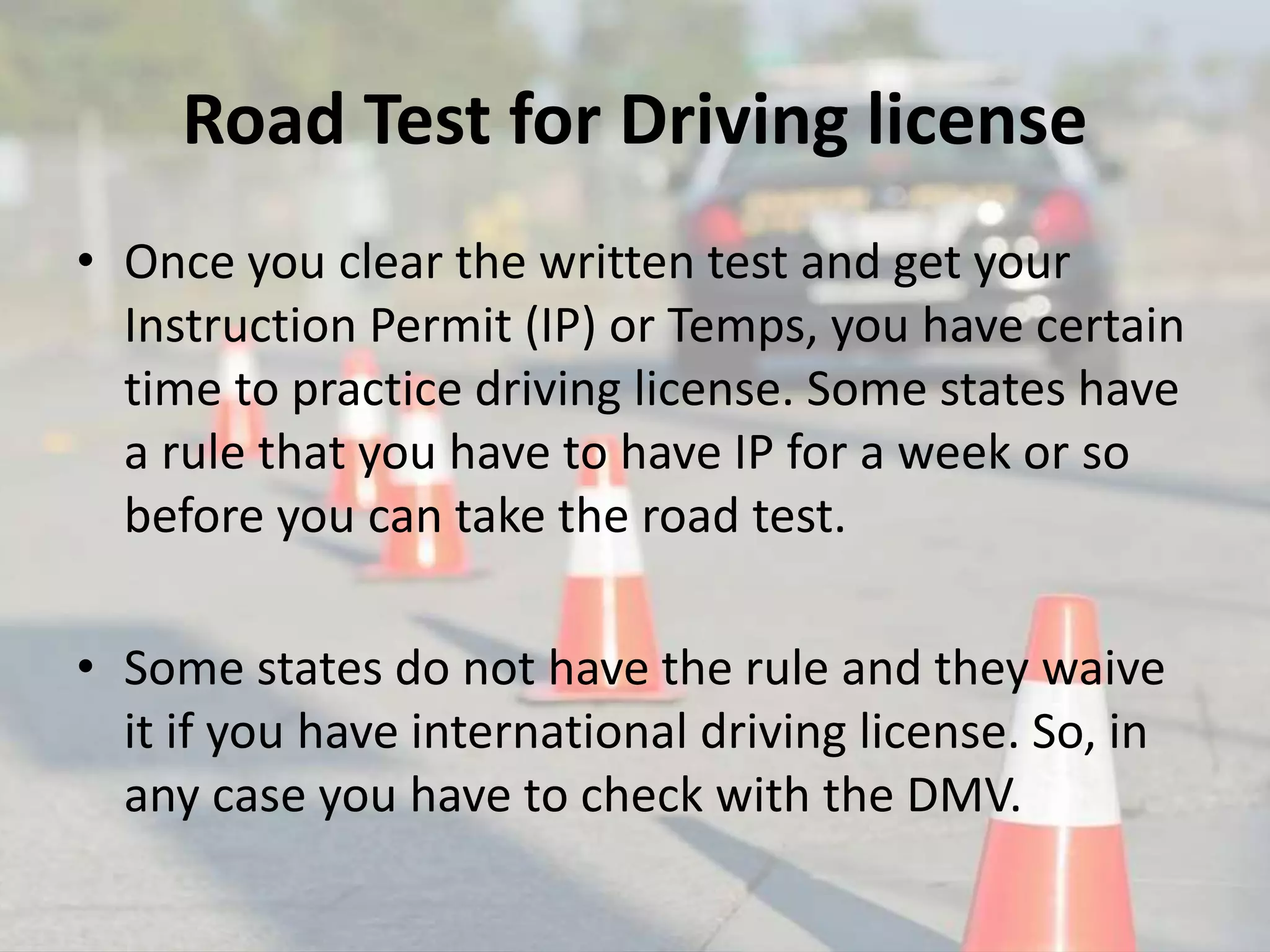 Process of obtaining a driving license in USA. | PPT