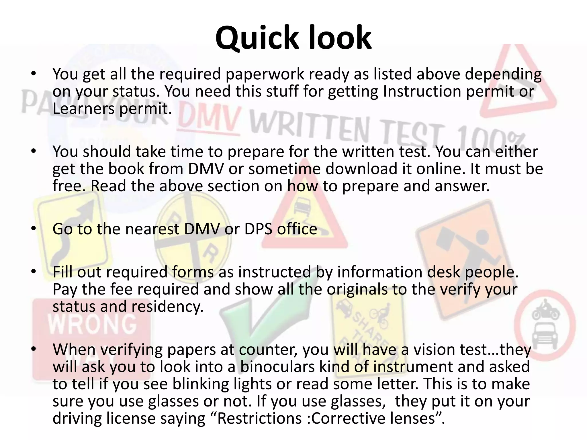 Process of obtaining a driving license in USA. | PPT