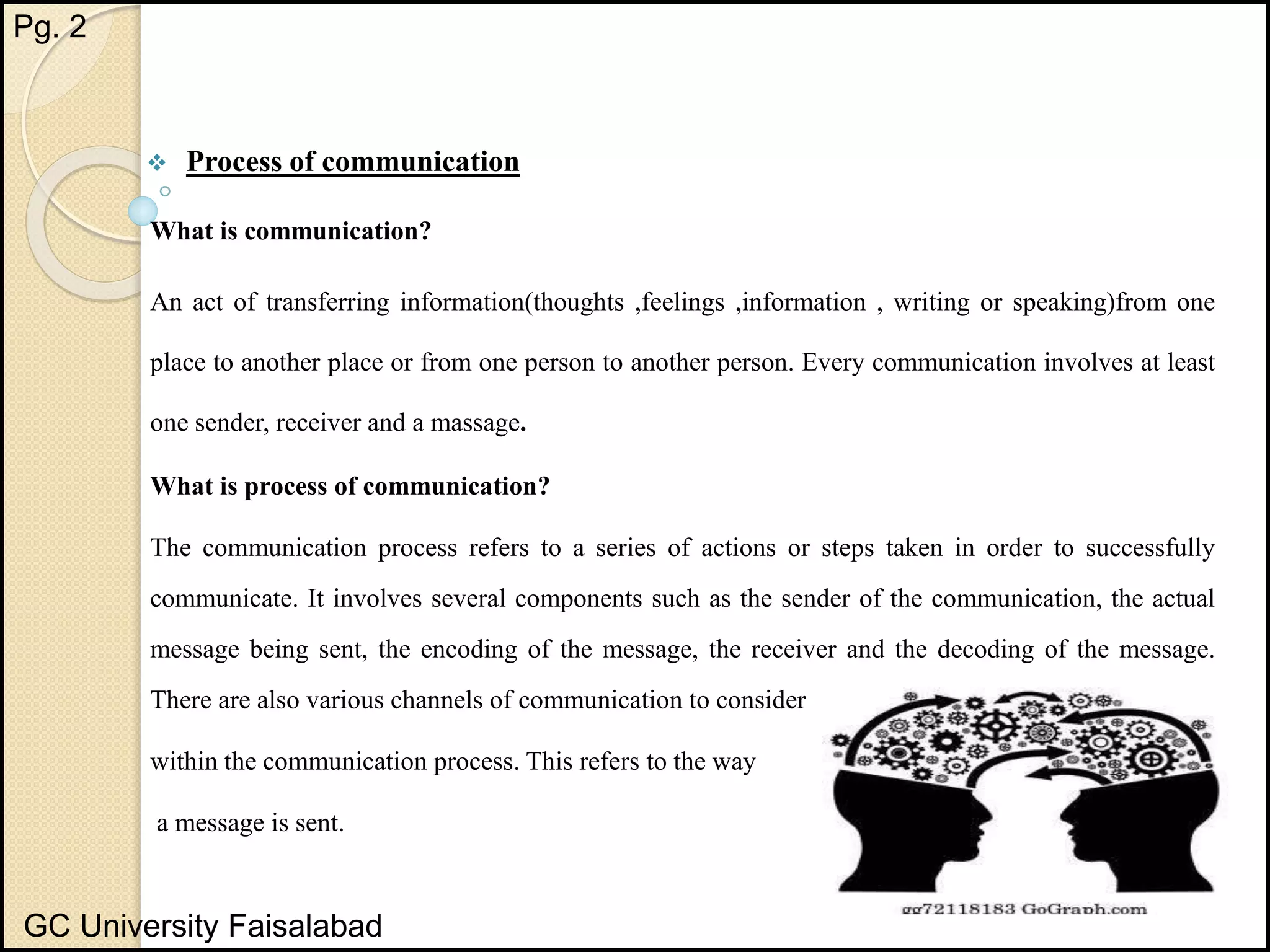 Process,Types and 7CS of communication, explain stance on the ...