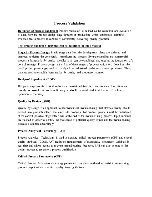 Process validation | DOCX