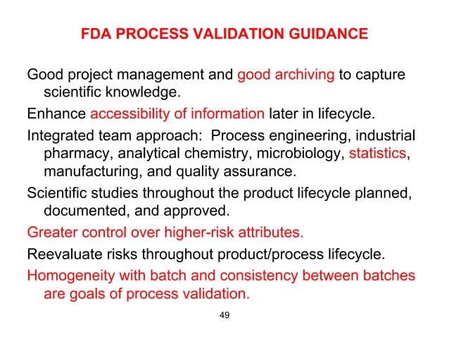 Process Validation Guidances: FDA and Global | PDF