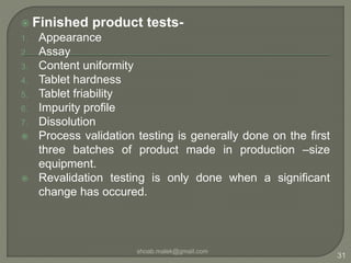 Process validation of oral solid dosage form (tablet) | PPTX