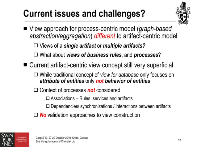 Process view framework for artifact centric business processes | PPT