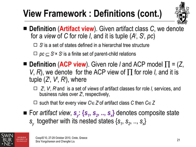 Process view framework for artifact centric business processes | PPT