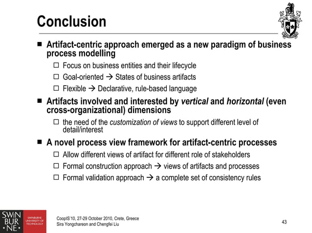 Process view framework for artifact centric business processes | PPT