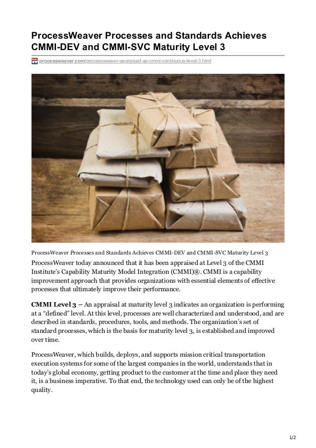 ProcessWeaver Processes and Standards Achieves CMMI-DEV and CMMI-SVC ...