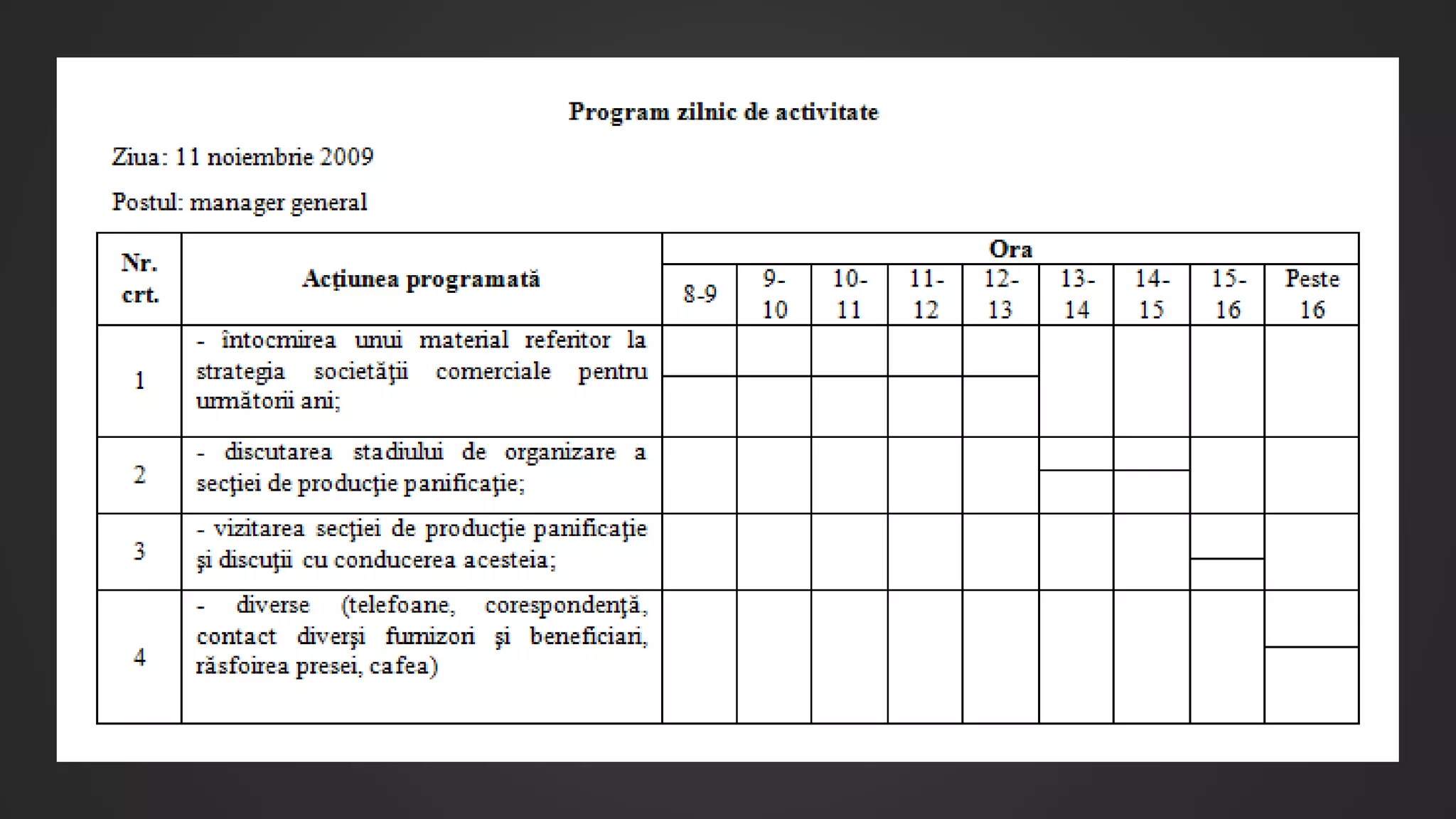 Procesul de planificare a activitatii | PPTX