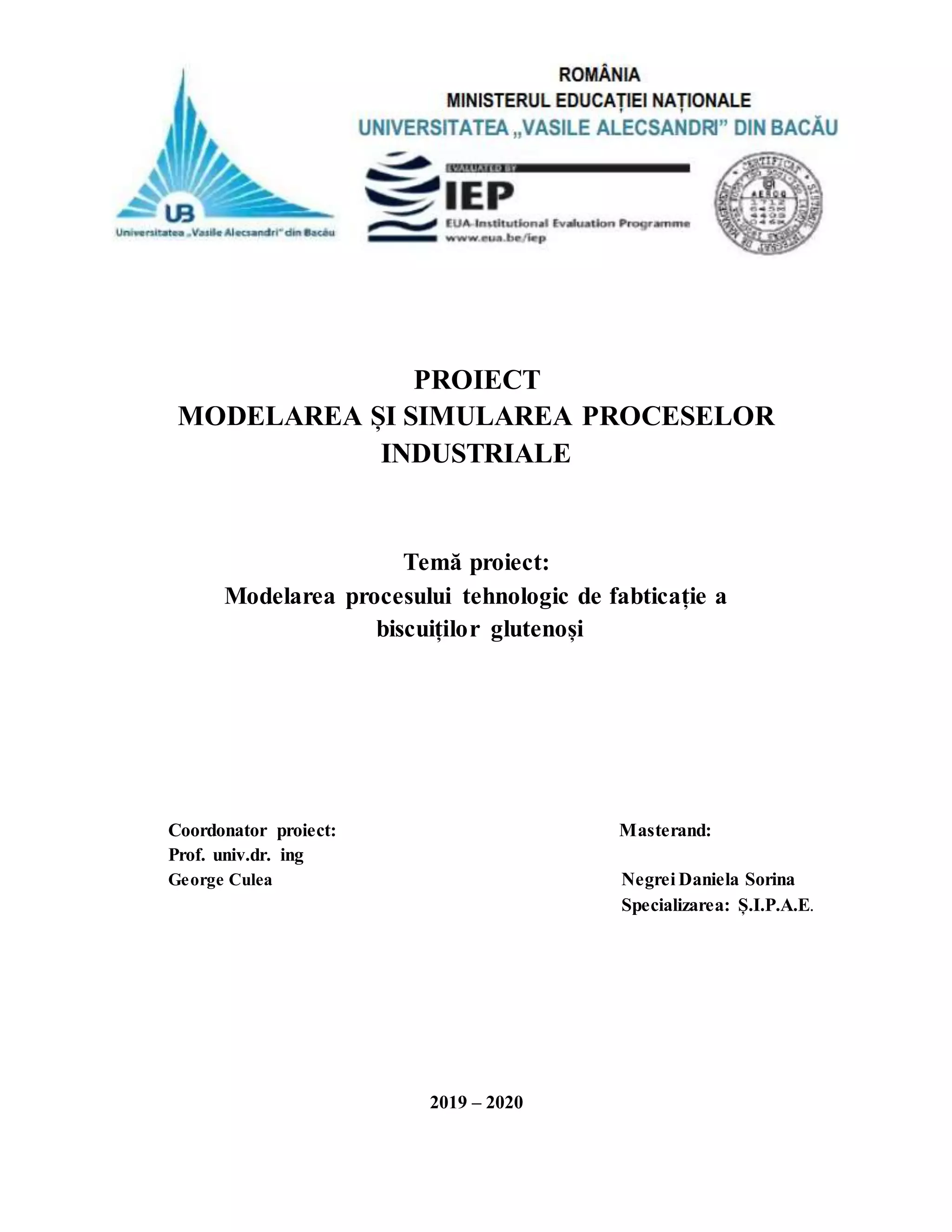 Procesul tehnologic de fabricare a biscuitilor | DOCX