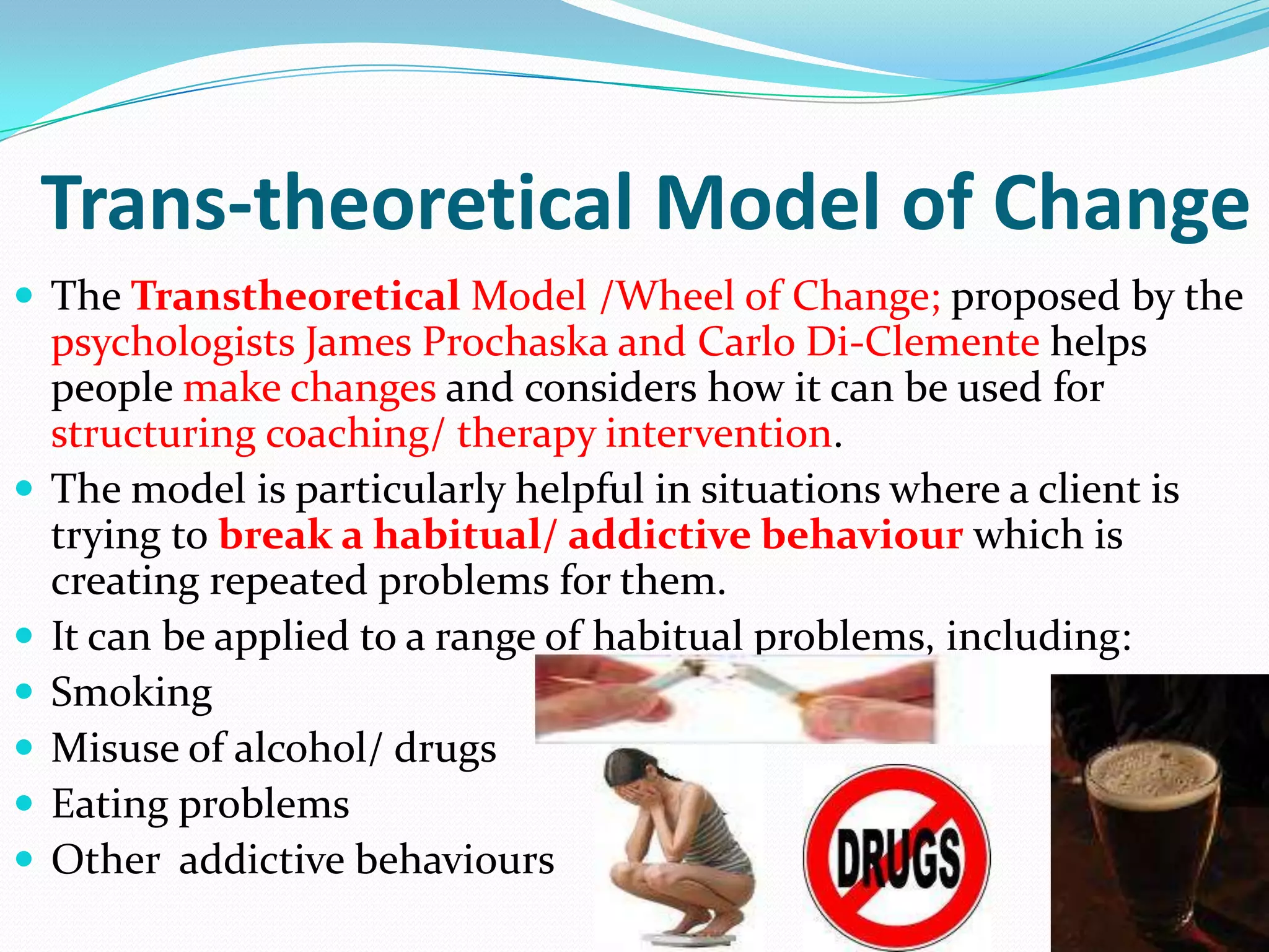 Prochaska and DiClemente's Trans-theoretical Model of Change. By ...
