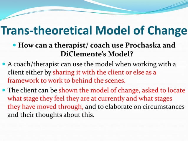 Prochaska and DiClemente's Trans-theoretical Model of Change. By ...