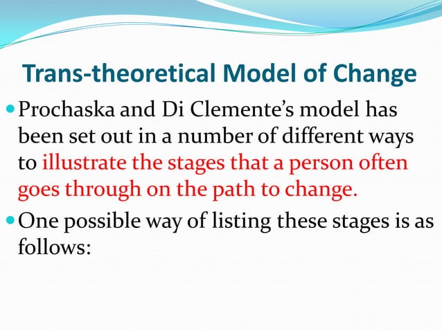 Prochaska and DiClemente's Trans-theoretical Model of Change. By ...