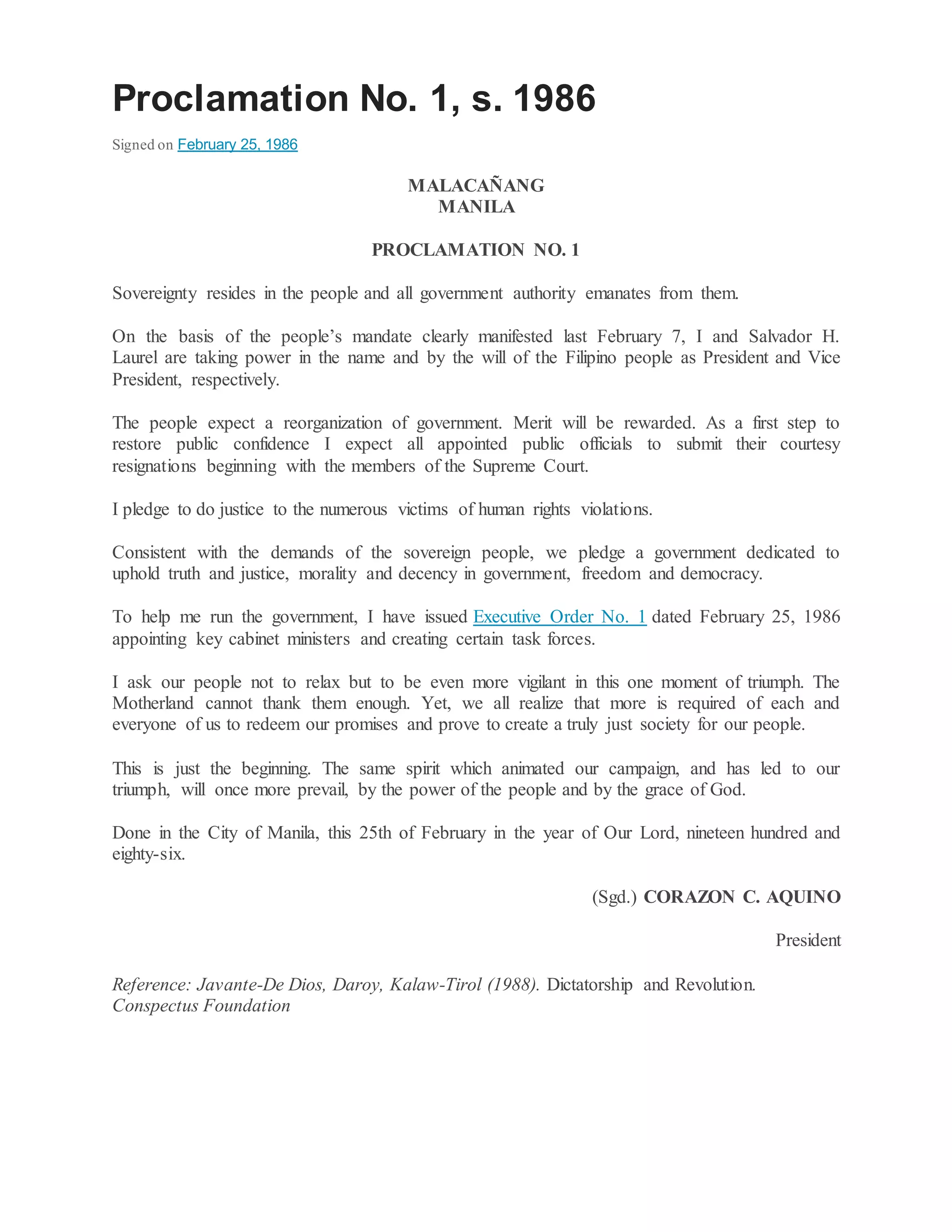 Proclamation no. 1 feb 25, 1986 | DOCX