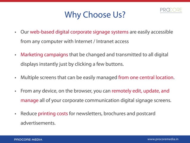 ProCore Corporate Digital Signage Solutions | PDF | Computing | Technology & Computing