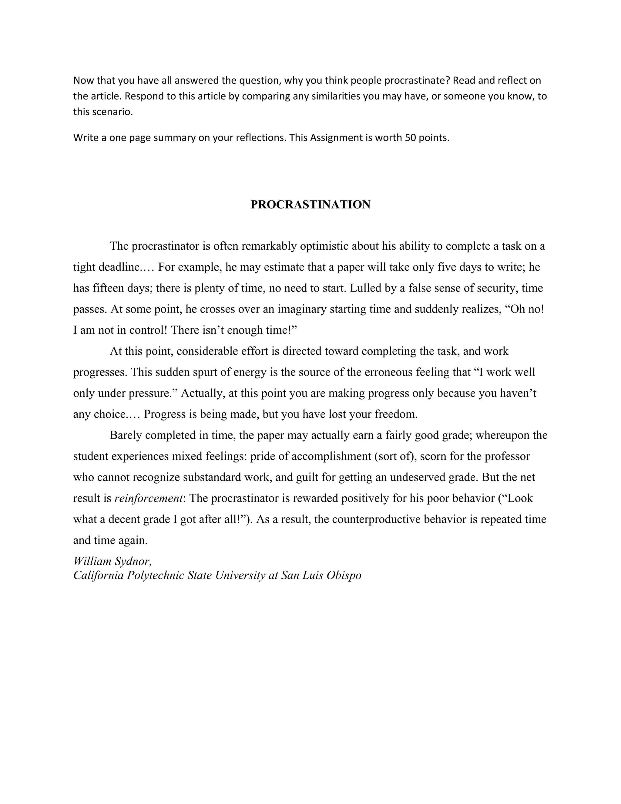 Procrastination | DOC