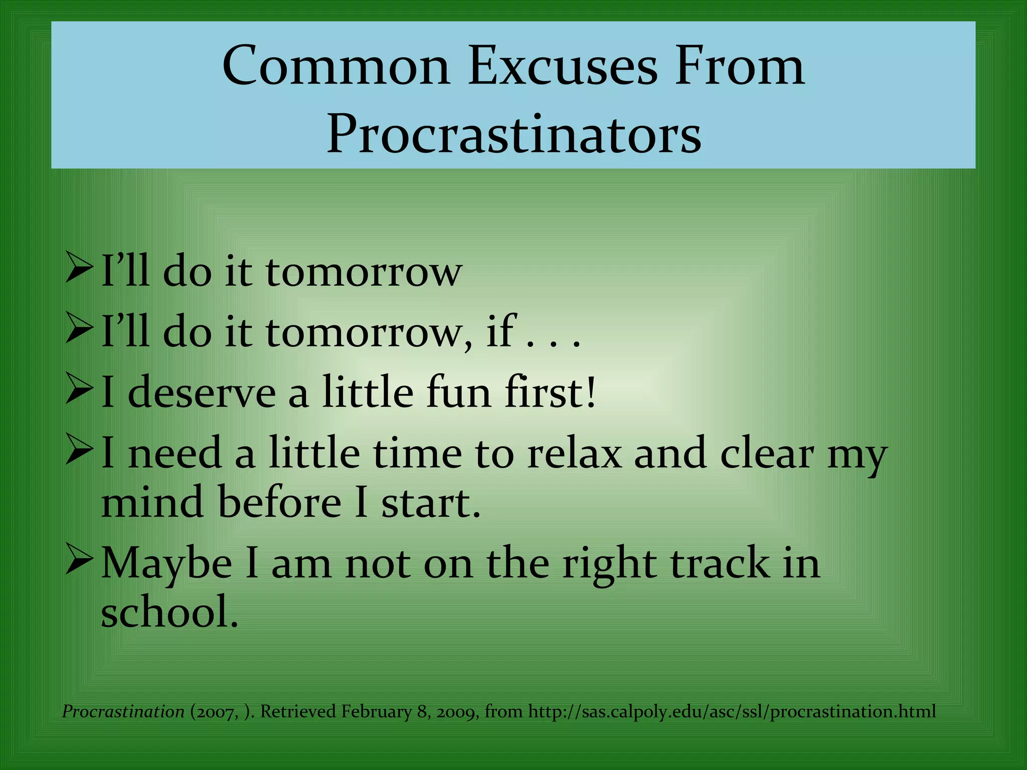 Procrastination presentation | PPT