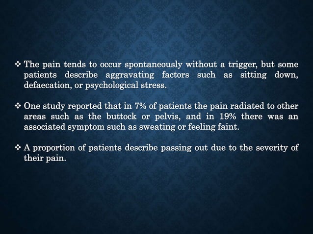 Proctalgia fugax: Anal Pain | PPTX
