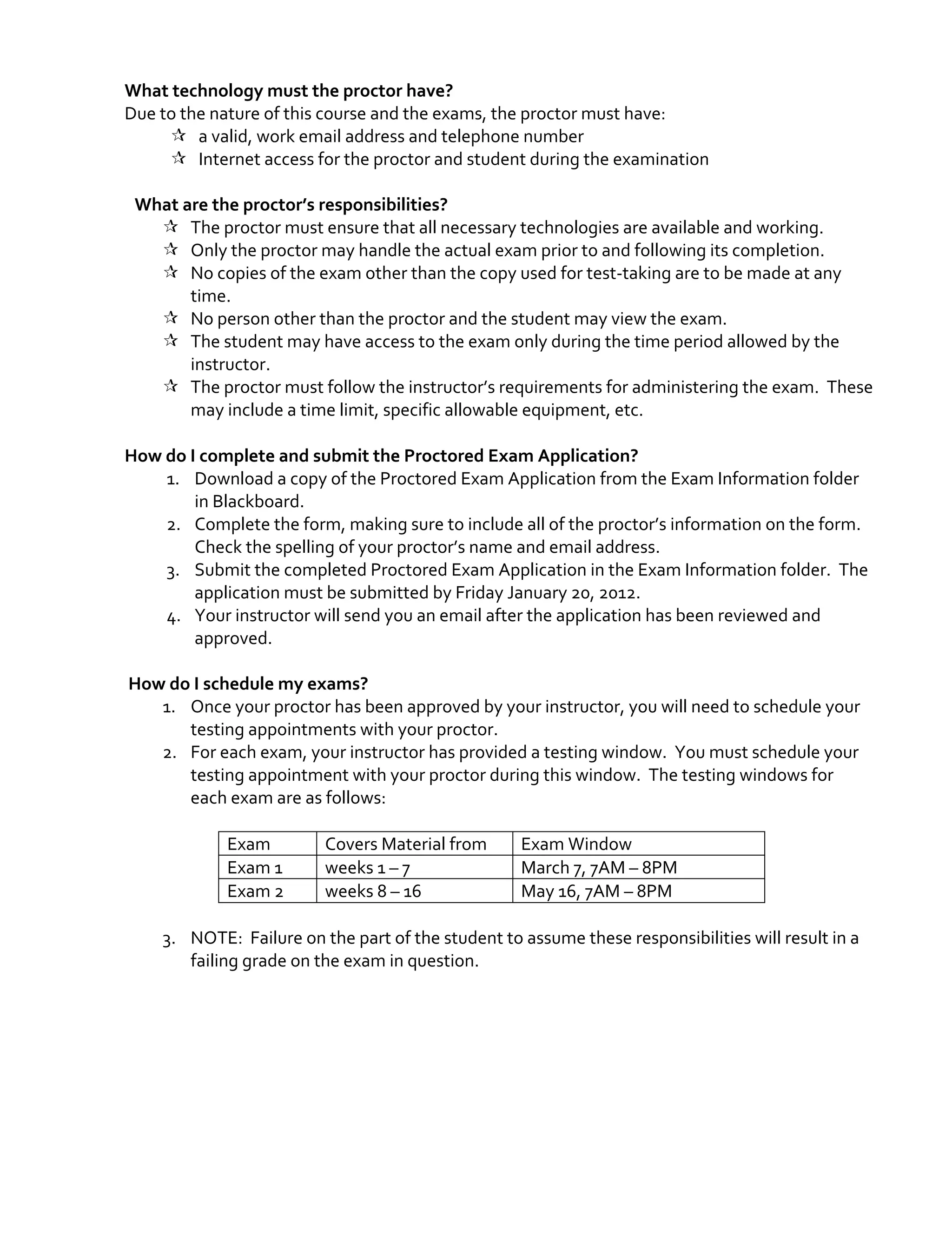 Proctored Exam Form and Email Templates | PDF