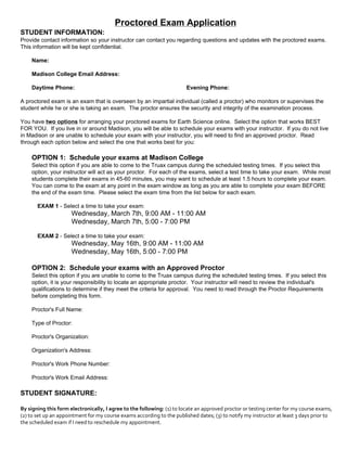 Proctored Exam Form and Email Templates | PDF