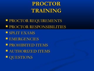 Proctor Training | PPT