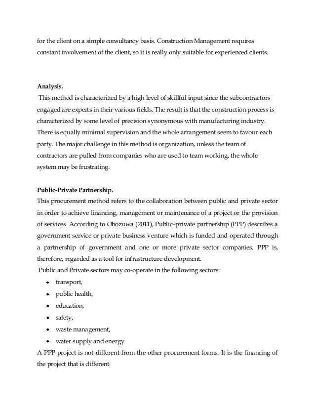 Procurement Methods and their Application.