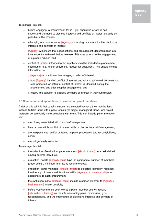 Procurement -conflict_of_interest_guidance_-_template | PDF