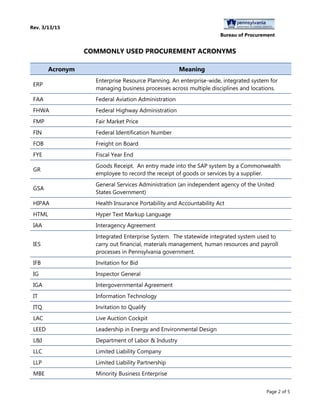 Procurement acronyms | PDF