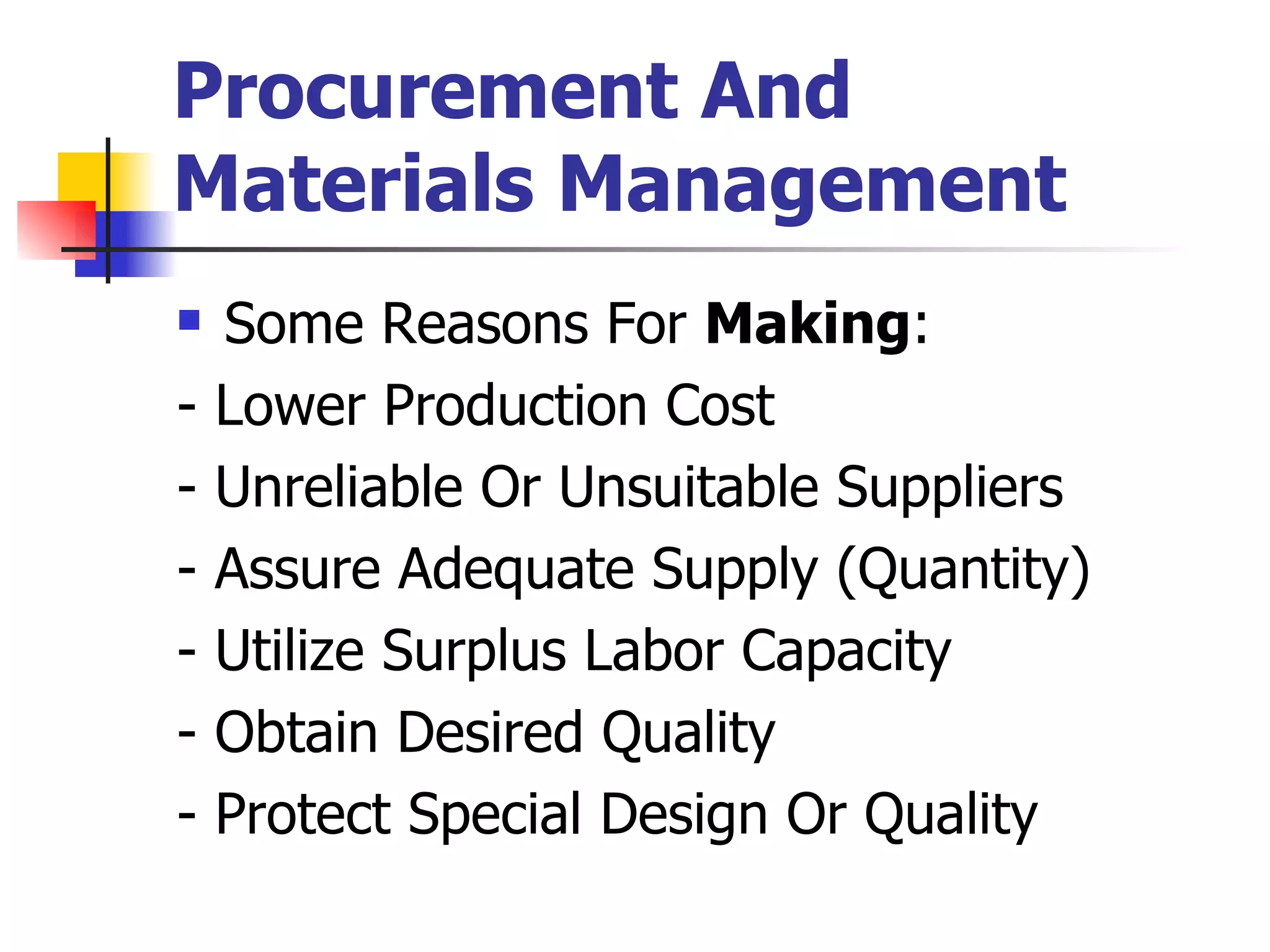 Procurement And Materials Management | PPT