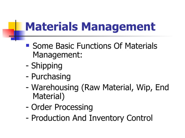 Procurement And Materials Management | PPT