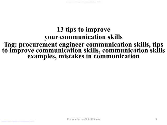 Procurement engineer communication skills pdf | PPT