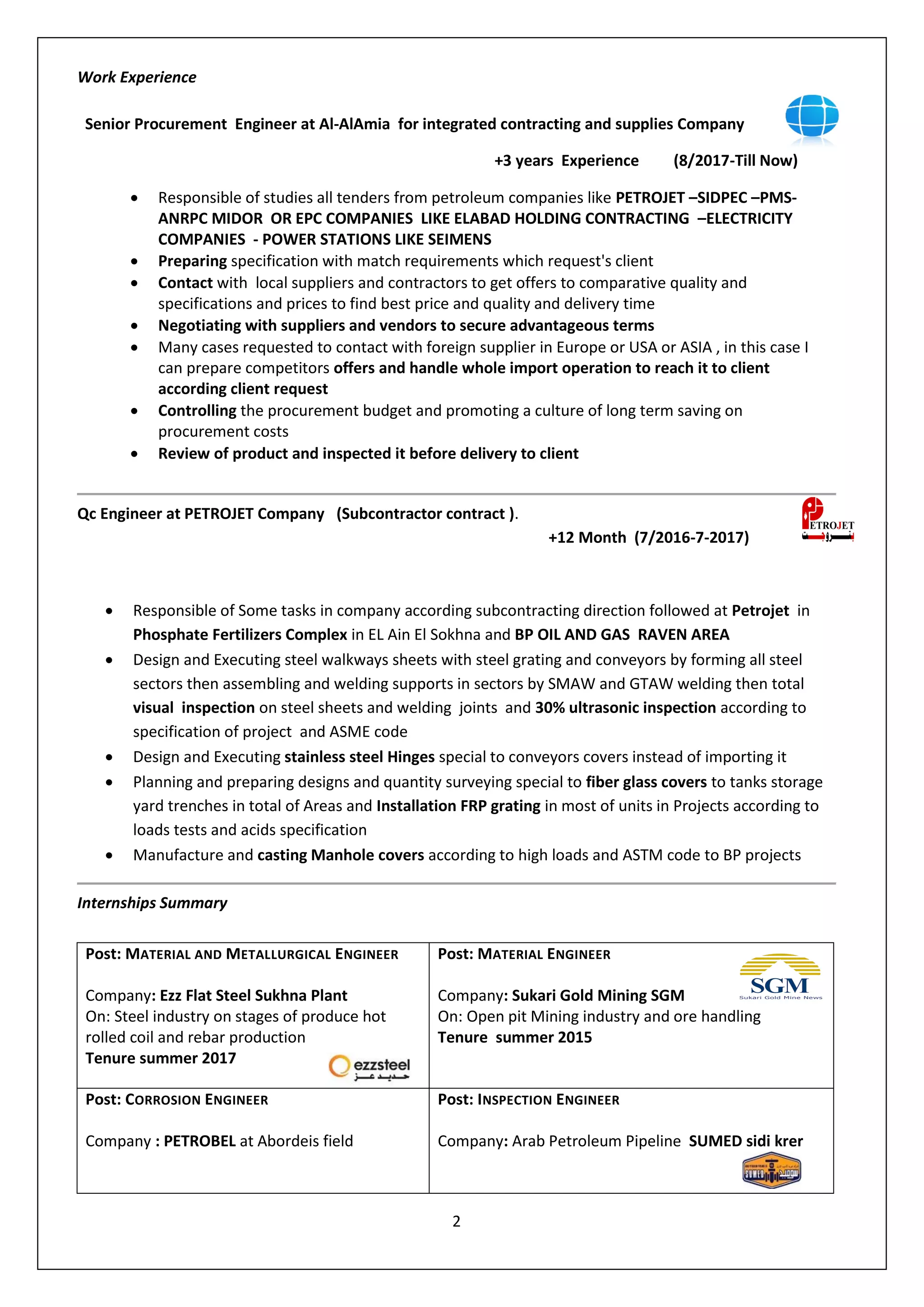 Procurement engineer cv | PDF