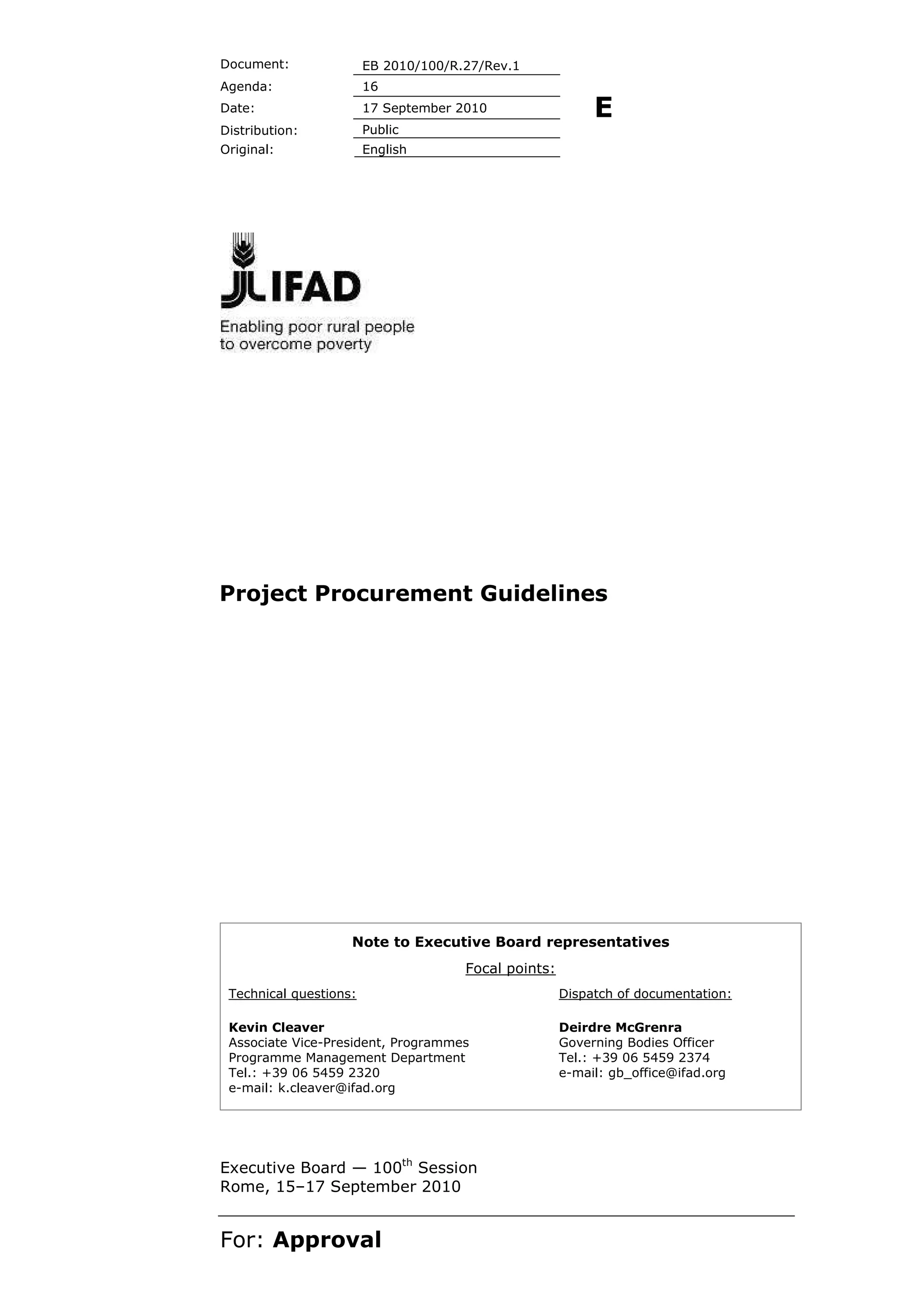 IFAD Project Procurement guidelines 2011 | PDF