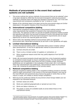 IFAD Project Procurement guidelines 2011 | PDF