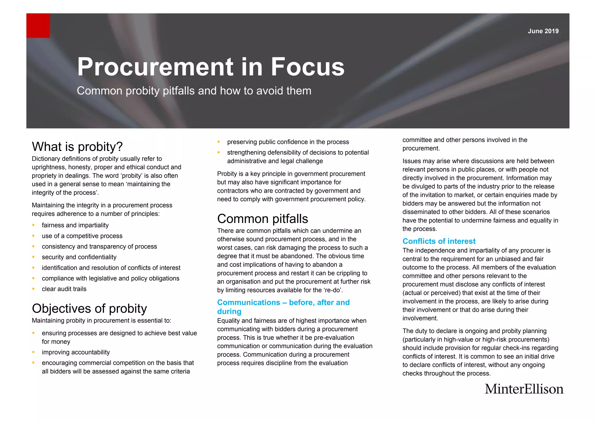 Procurement in focus: common probity pitfalls and how to avoid them ...